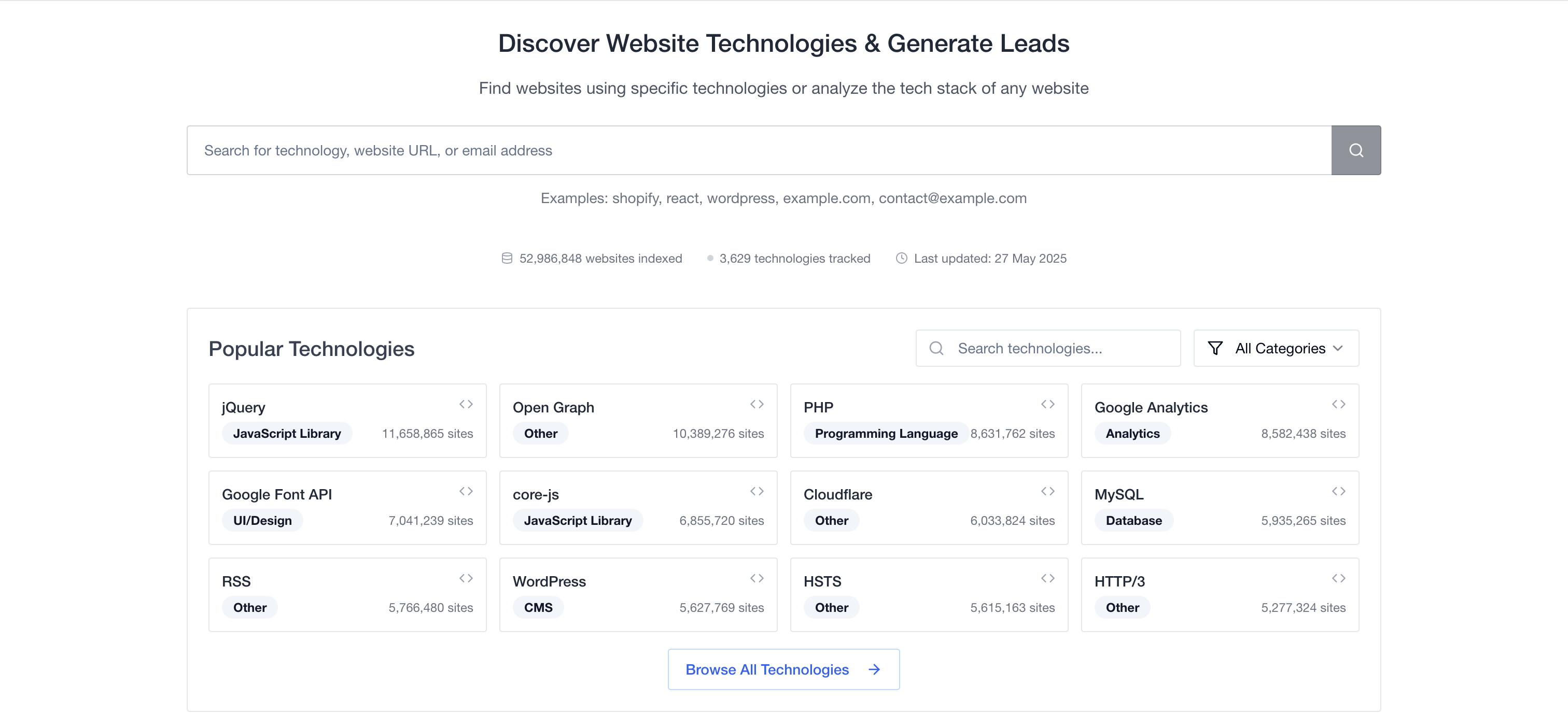 TechLeads - Discover Website Technologies & Generate Leads